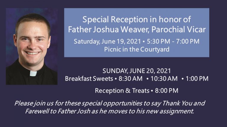 Reception for Father Josh June 19/20 – Saint Catherine Labouré Catholic ...